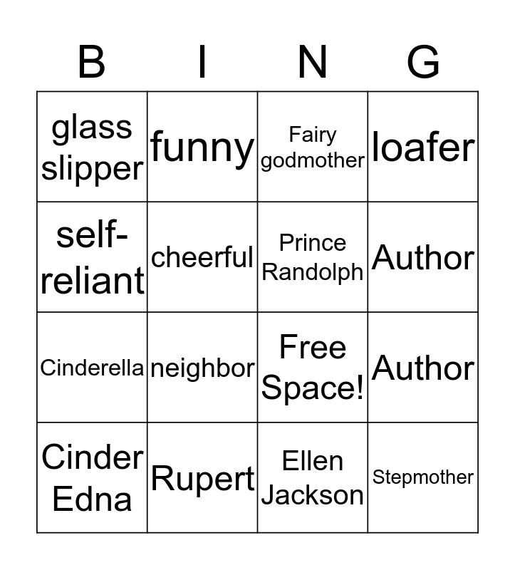 Cinder Edna Bingo! Bingo Card
