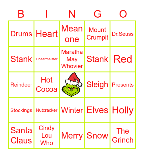 GRINCH BINGO! Bingo Card