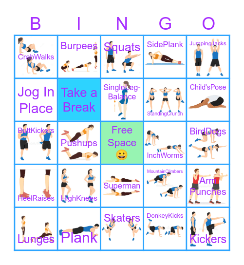 Exercise Bingo (: Bingo Card