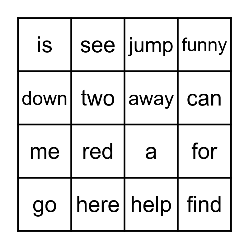 Bingo List 1 Bingo Card