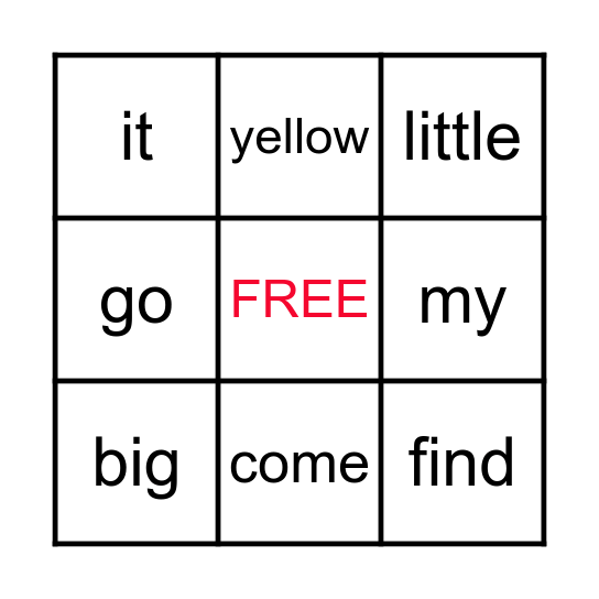 Bingo List 1 Bingo Card