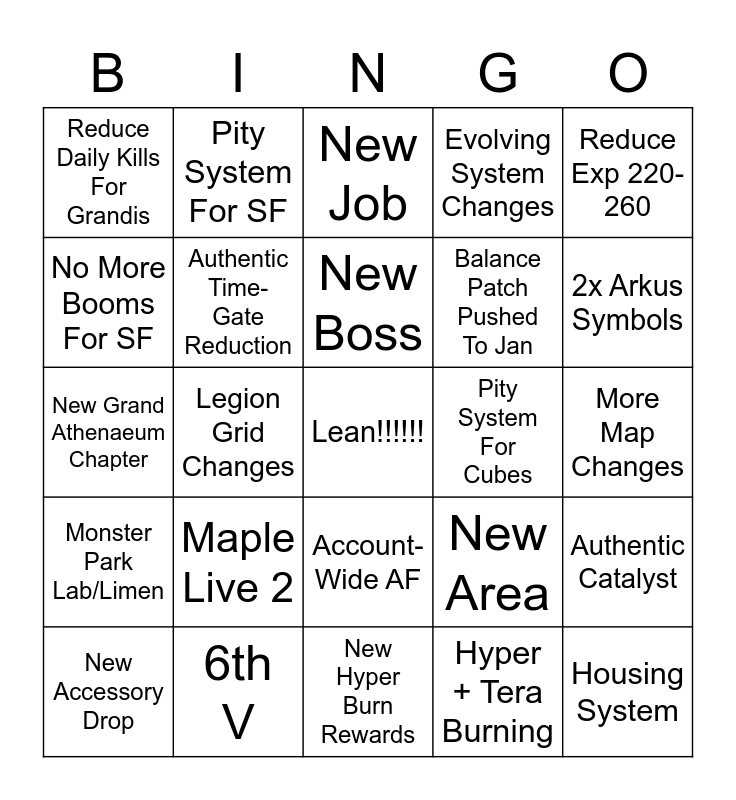 Winter Patch Showcase Extravaganza Supreme Bingo Card