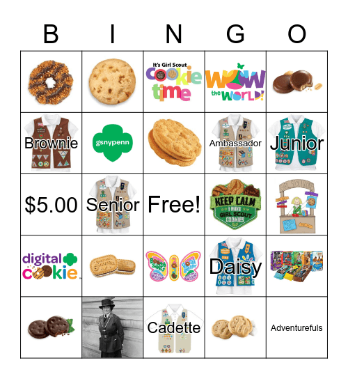 Girl Scout Cookie Time Bingo Card