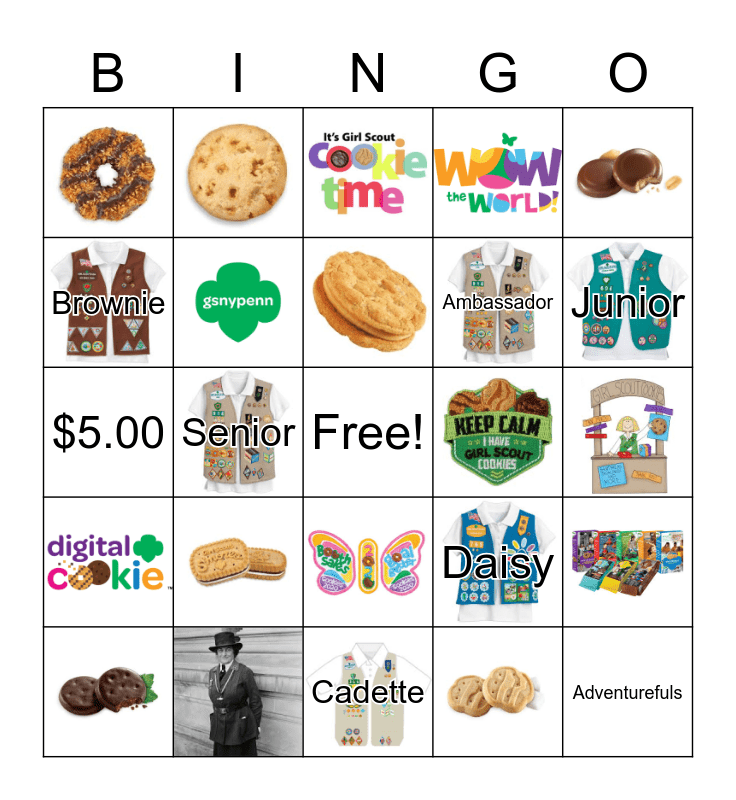Girl Scout Cookie Time Bingo Card