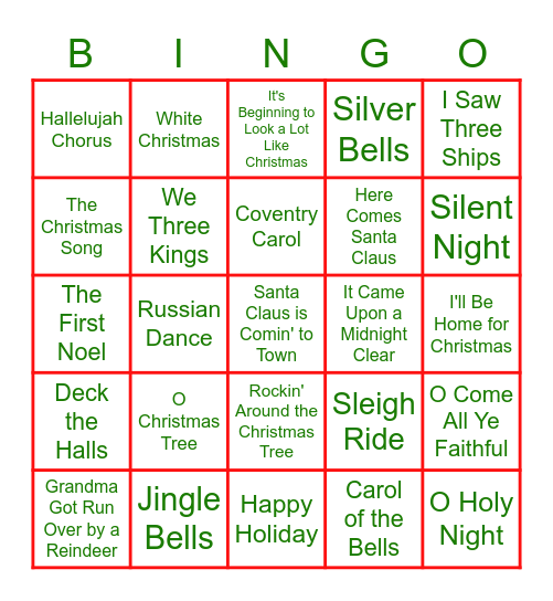 Name that Christmas Song Bingo Card