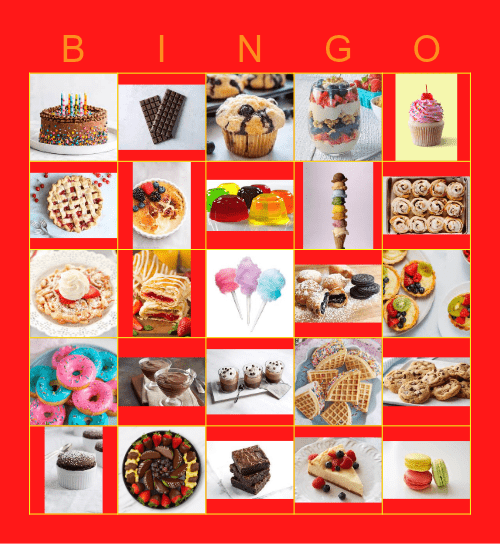 Dessert Bingo Card