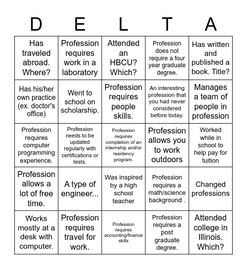 Career Fair March 8 2014 Bingo Card Career Fair March 8 2014 Bingo Card