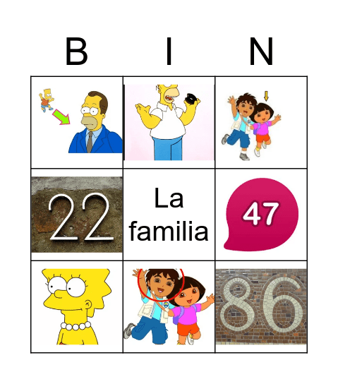 La familia Bingo Card