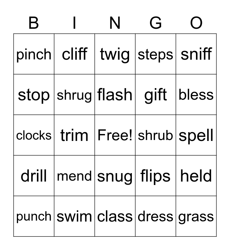 Blends Bingo Card