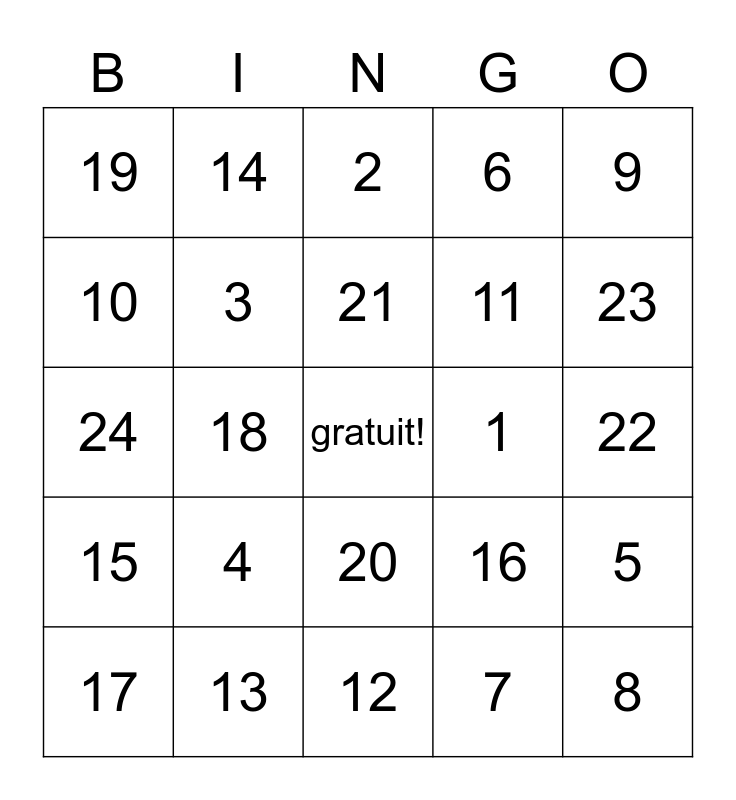 Greyson Fuller Bingo Card