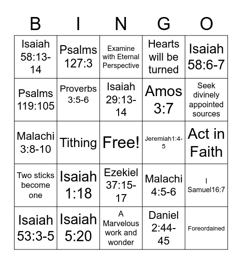 Doctrinal Mastery Scripture Bingo Card