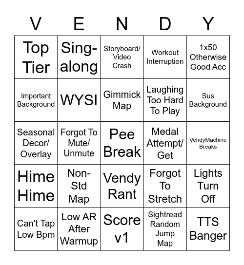 Vendy osu! BINGO Card