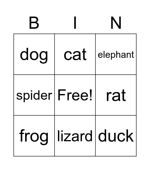 My pet Bingo Card