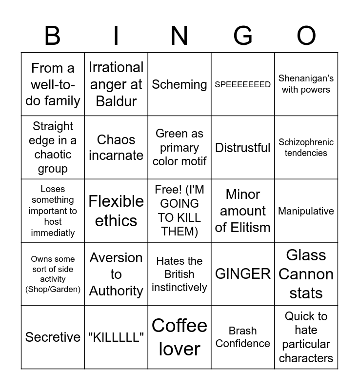 Seirth OC Bingo Card