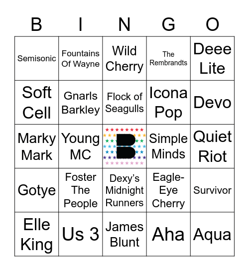 One Hit Wonders Bingo Card