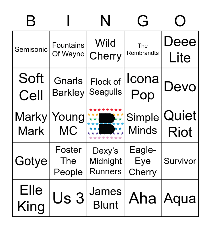 One Hit Wonders Bingo Card