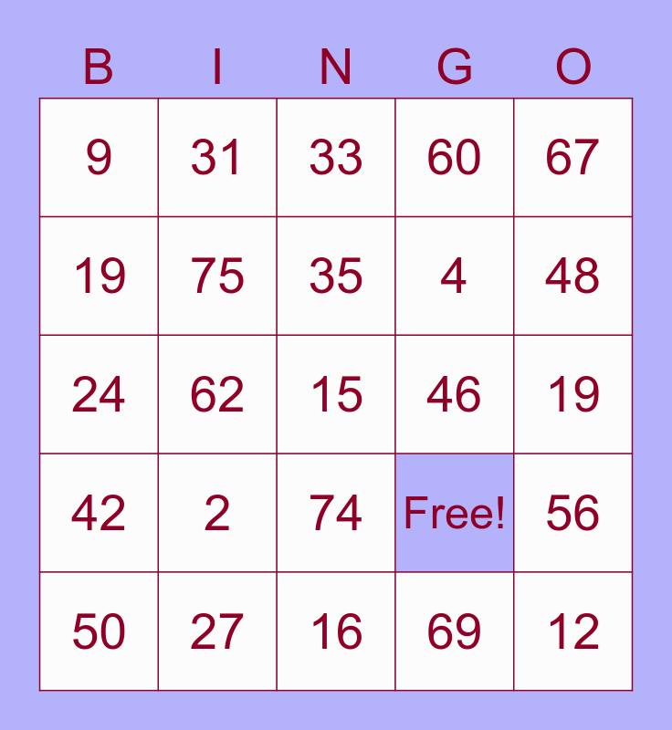 Panjee Hortelano Bingo Card