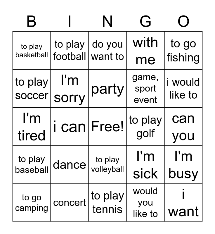 concert Untitled Bingo Card