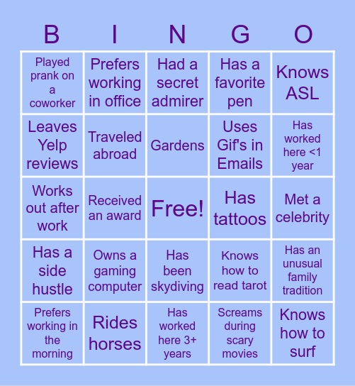 Icebreaker Bingo Card