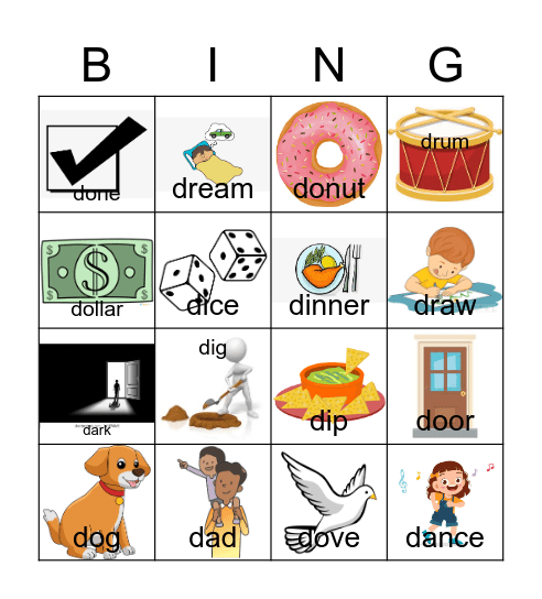 Letter D Bingo Card