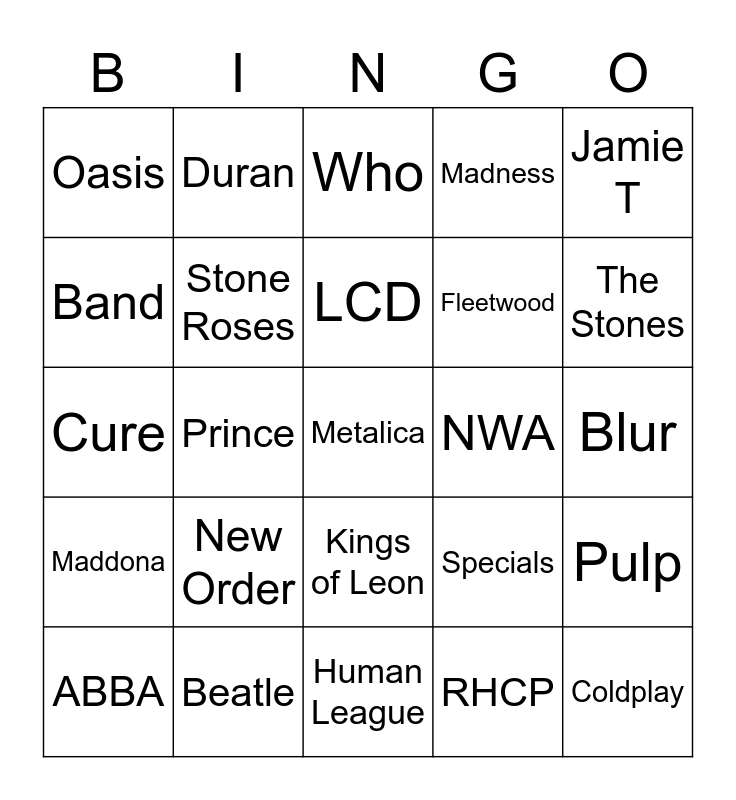 Crown Bingo Card