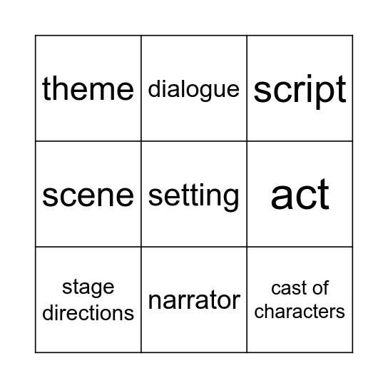 Elements of Drama Bingo Card