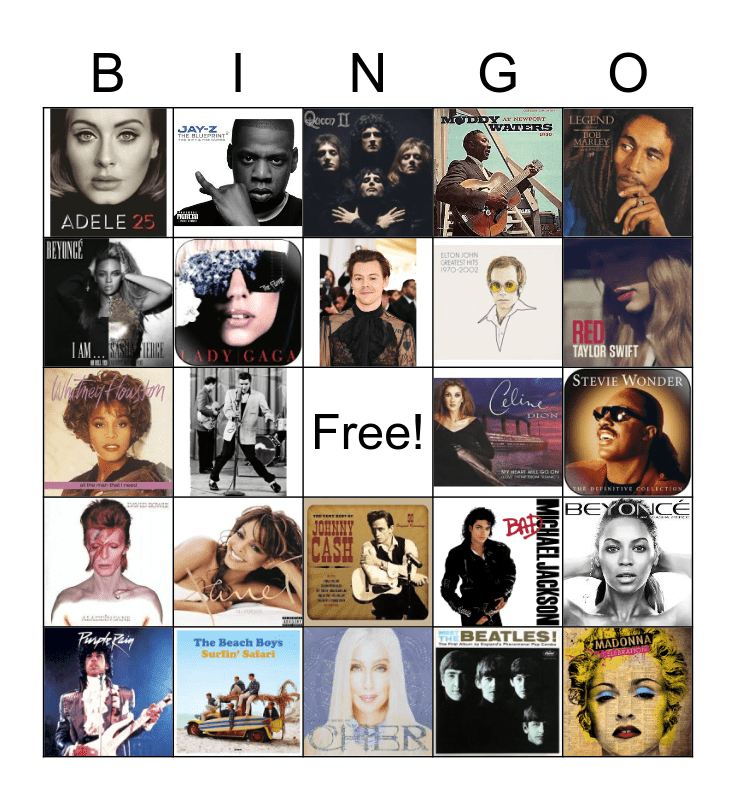 Artists Bingo Card