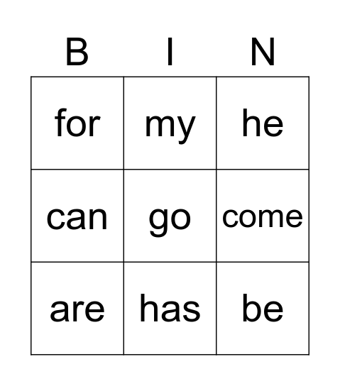 1G Tic Tac Toe Bingo Card