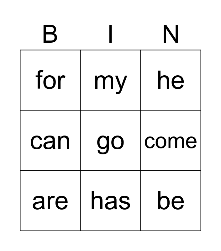 1G Tic Tac Toe Bingo Card