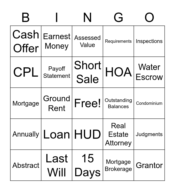 Title Bingo Card