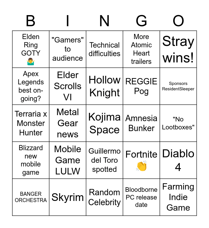 Game Awards Bingo 2022 (Insanity Edition) Bingo Card