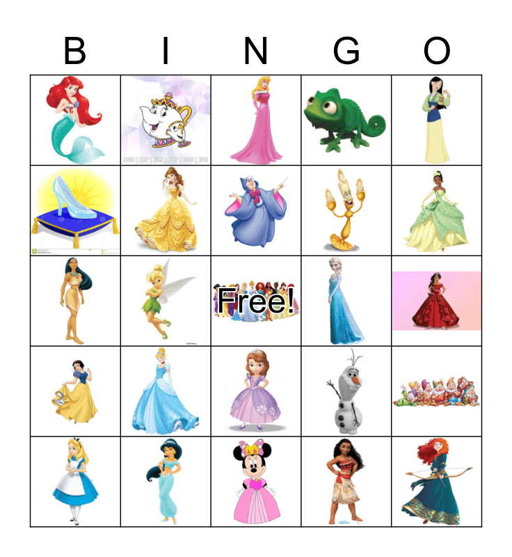 Princess Bingo Card