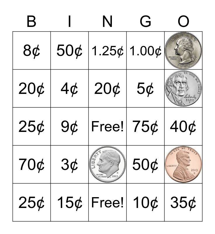 Cents Bingo! Bingo Card