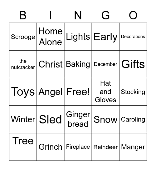 Christmas Customs Bingo Card