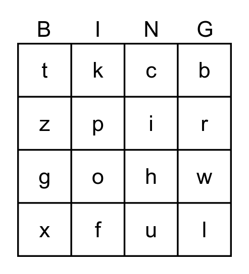 El Alfabeto Bingo Card