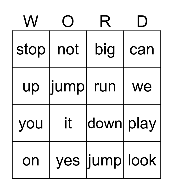 Sight Words Level 3 and 4 Bingo Card