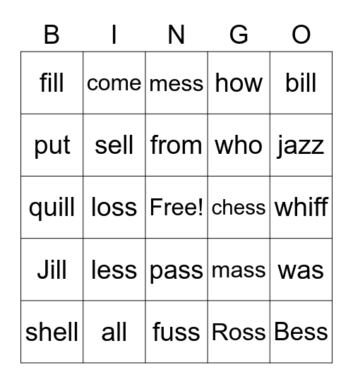 Floss Rule & Red Words Bingo Card