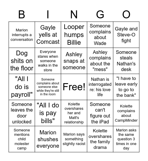 Office Bingo Card