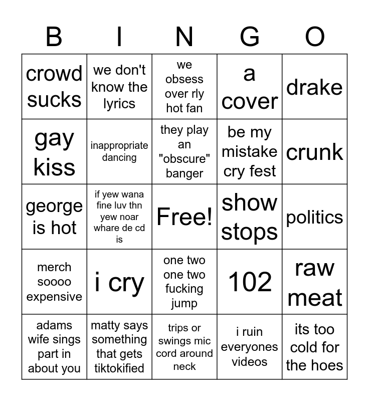 the 1975 bingo Card