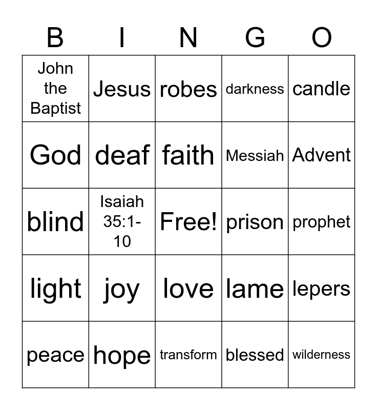 Joy Bingo Card