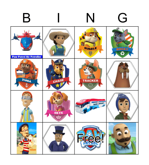 PAW PATROL BINGO Card
