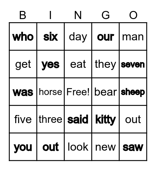 2nd Quarter Sight Word Review Bingo Card