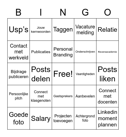 LinkedIn Bingo Card