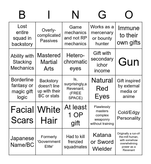 Bio Bingo Card