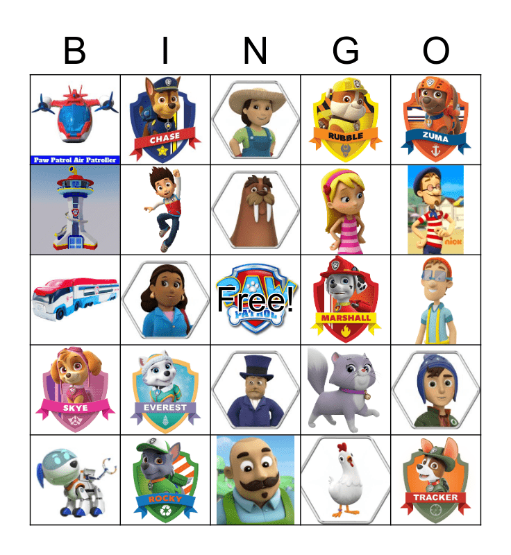 PAW PATROL BINGO Card