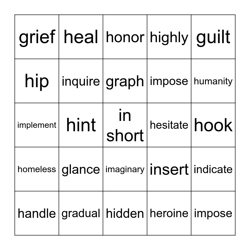 Shelly PG 43/44 Bingo Card