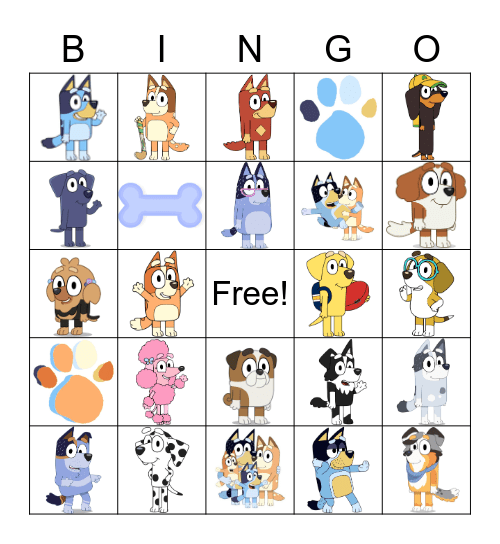 Bluey Bingo Card