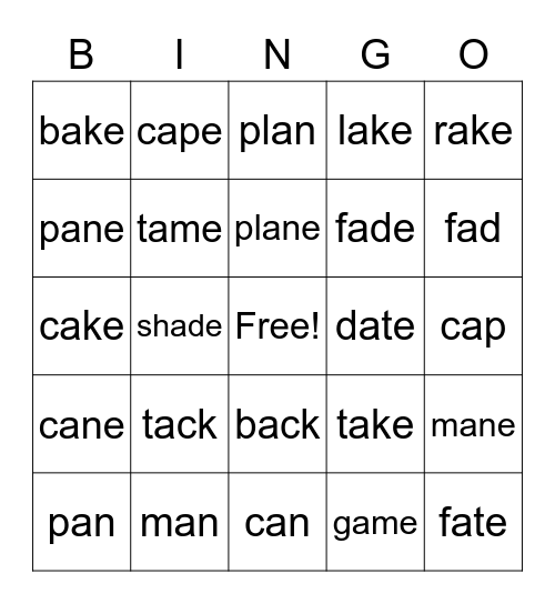 Long a Bingo Card