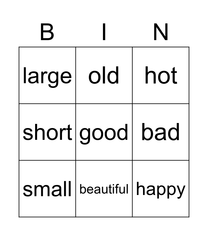 Superlatives Bingo Card