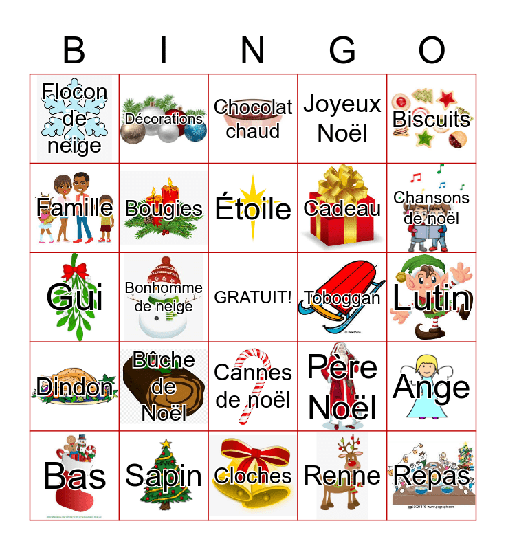 Noel Bingo Card